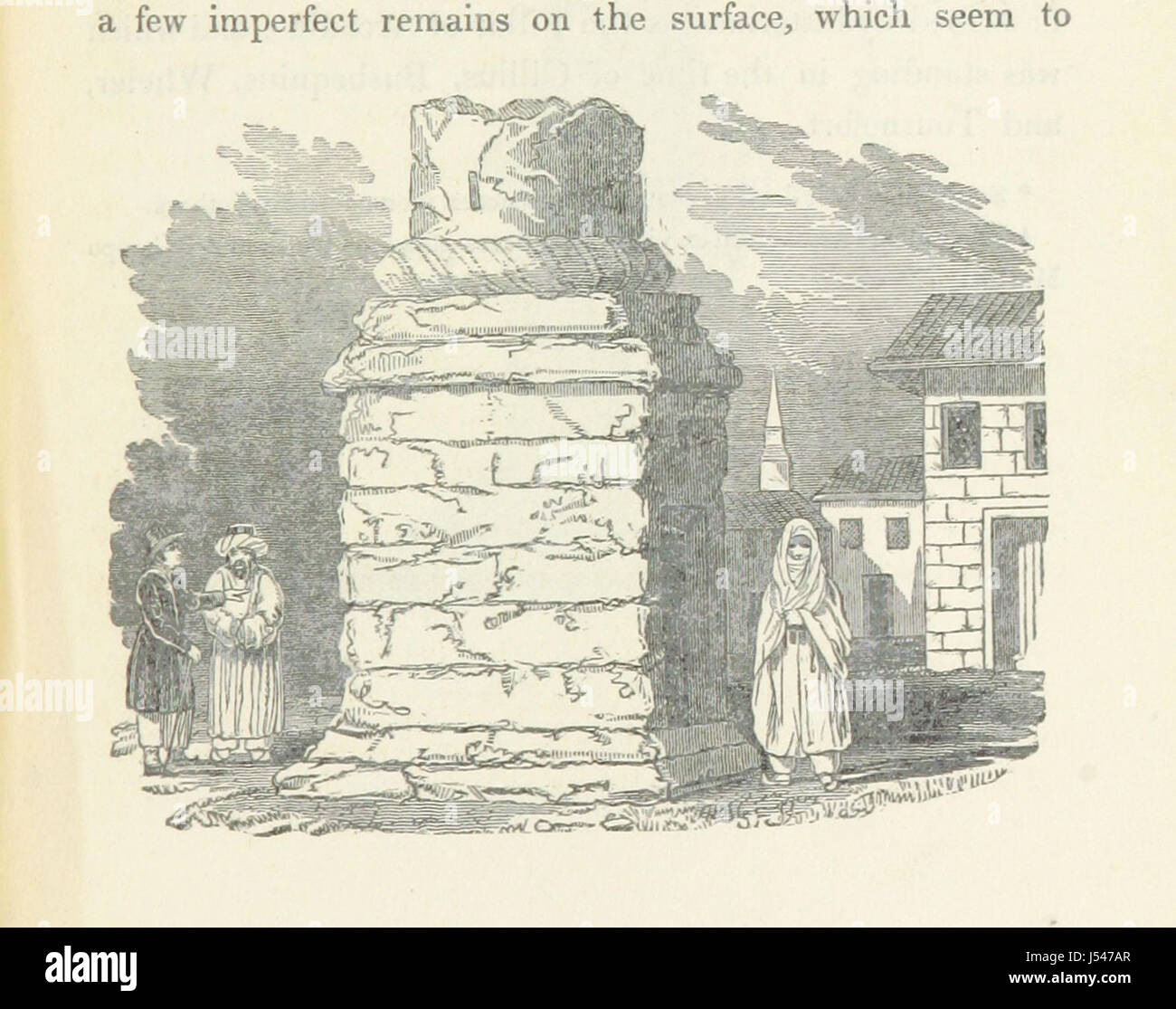 A historical depiction of a residence in Constantinople, set against ...