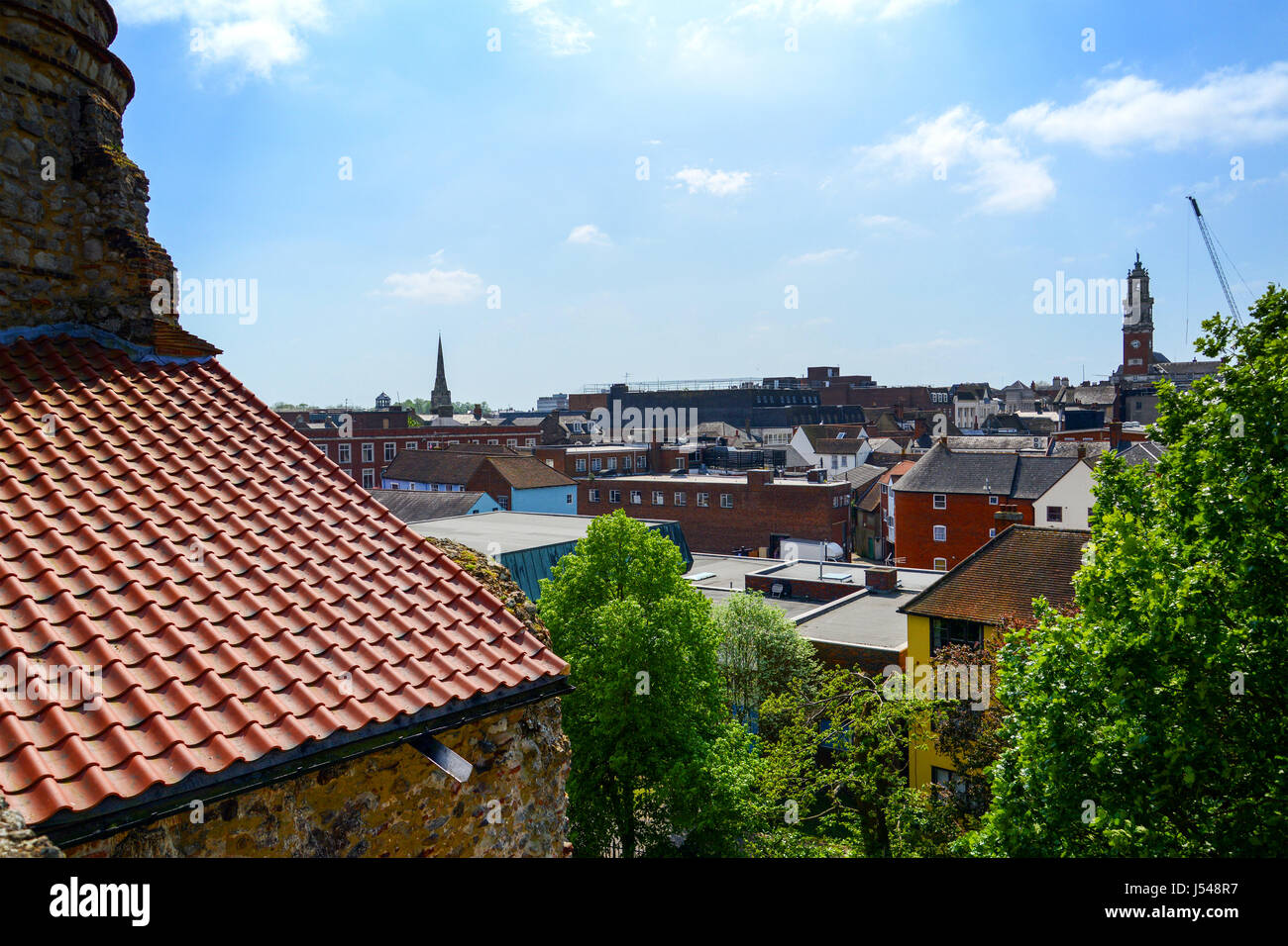 Colchester Castle Roof View, Colchester, Essex, England, UK Stock Photo ...