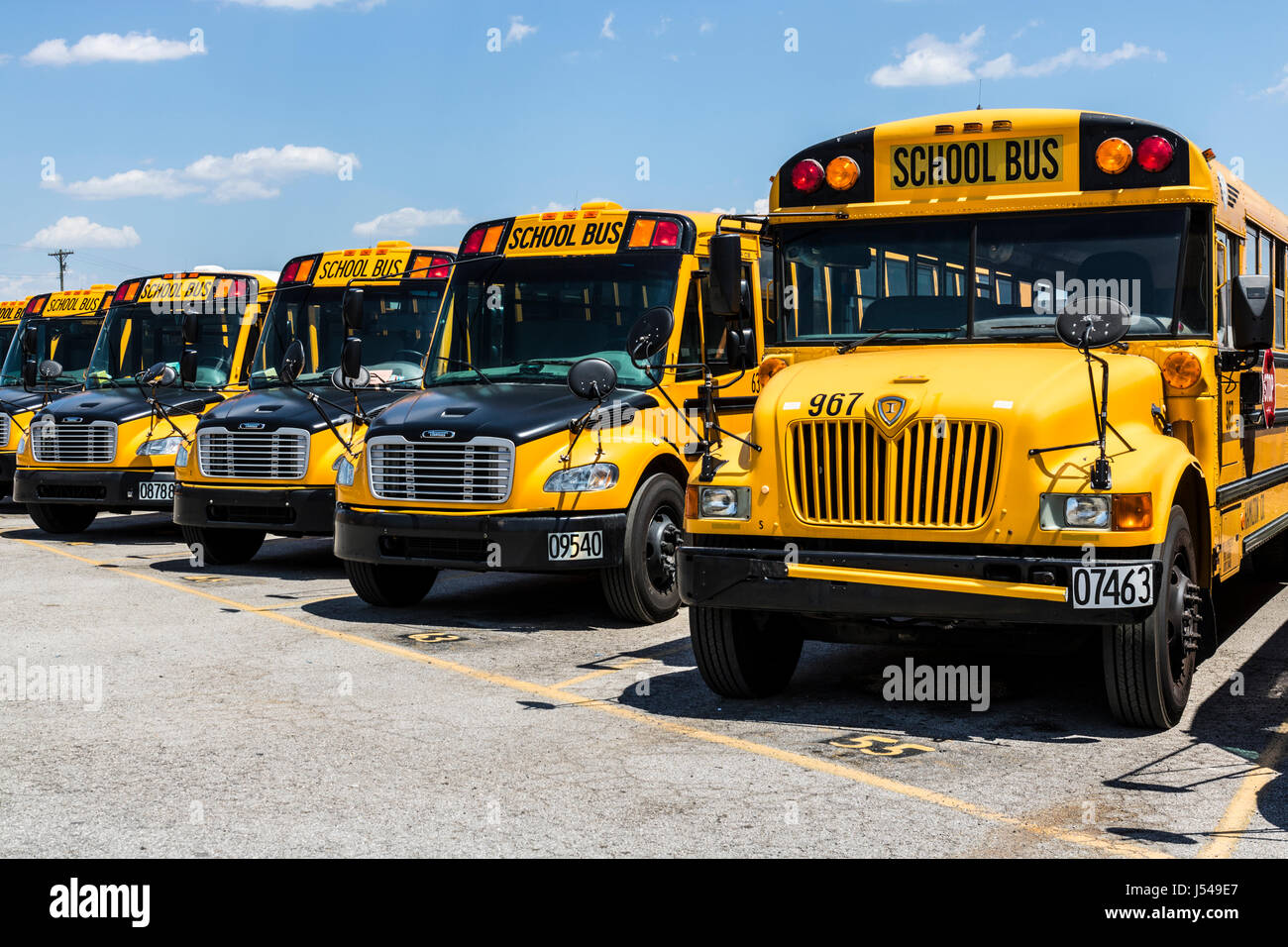 Cincinnati - Circa May 2017: Yellow School Buses in a District Lot ...