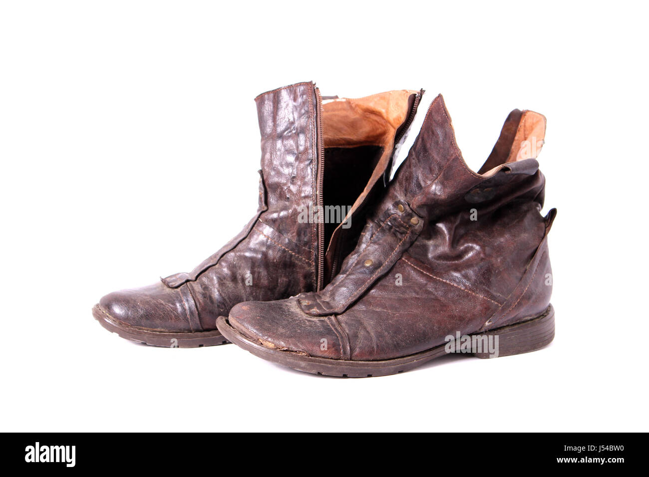 Old torn boots leather Cut Out Stock Images & Pictures - Alamy