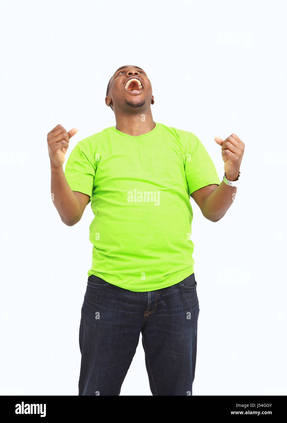 Portrait of successful winner celebrating Stock Photo - Alamy