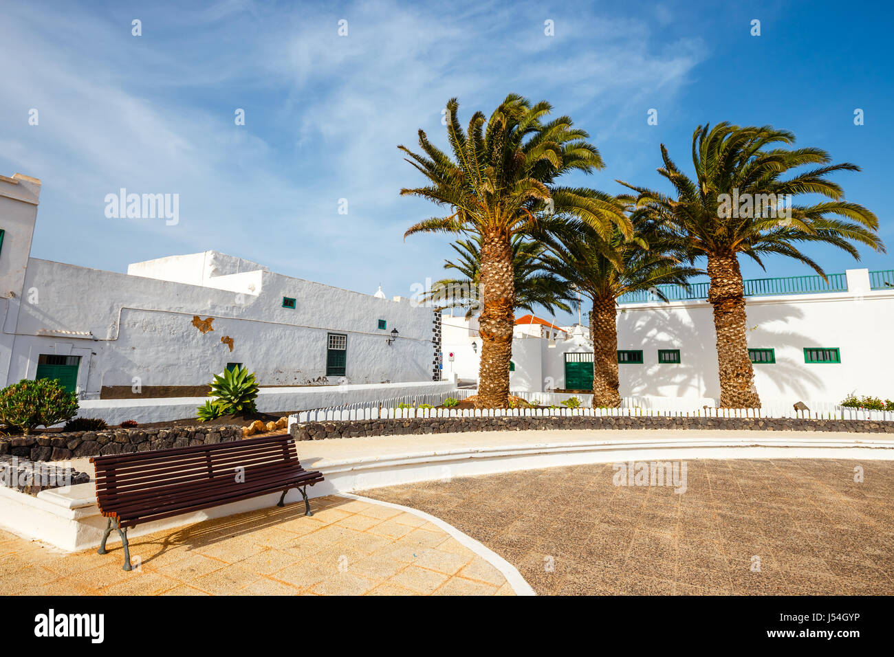 View of the city center of Teguise, former capital of the island of ...
