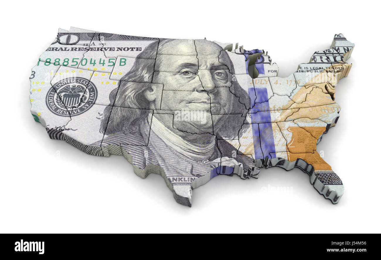 Map of USA with dollar. Image with clipping path Stock Photo - Alamy