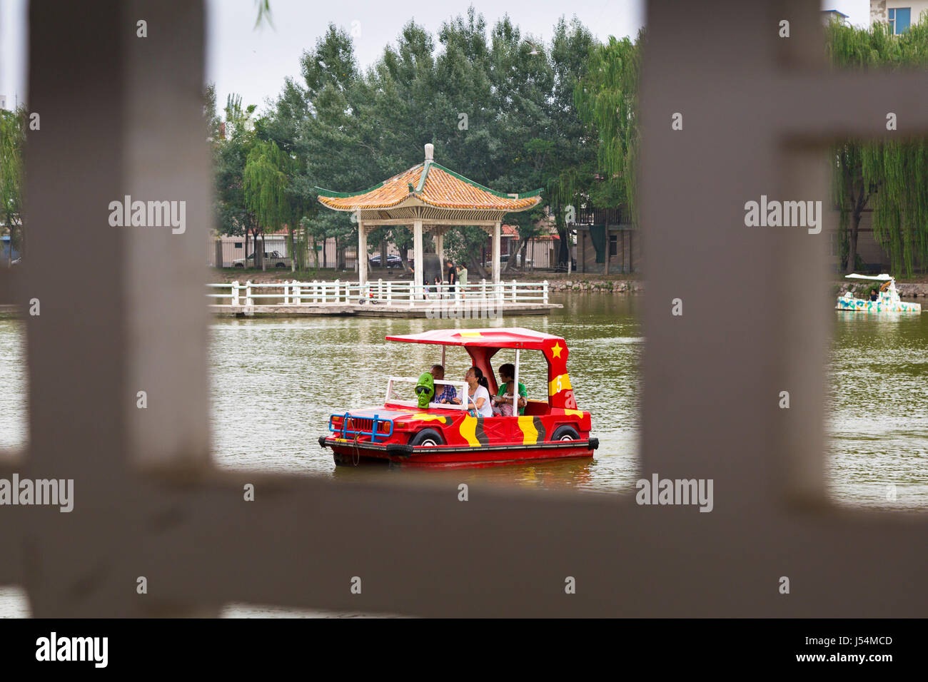 Boating lake at Zhongshan Park, Yinchuan, Ningxia, China Stock Photo ...