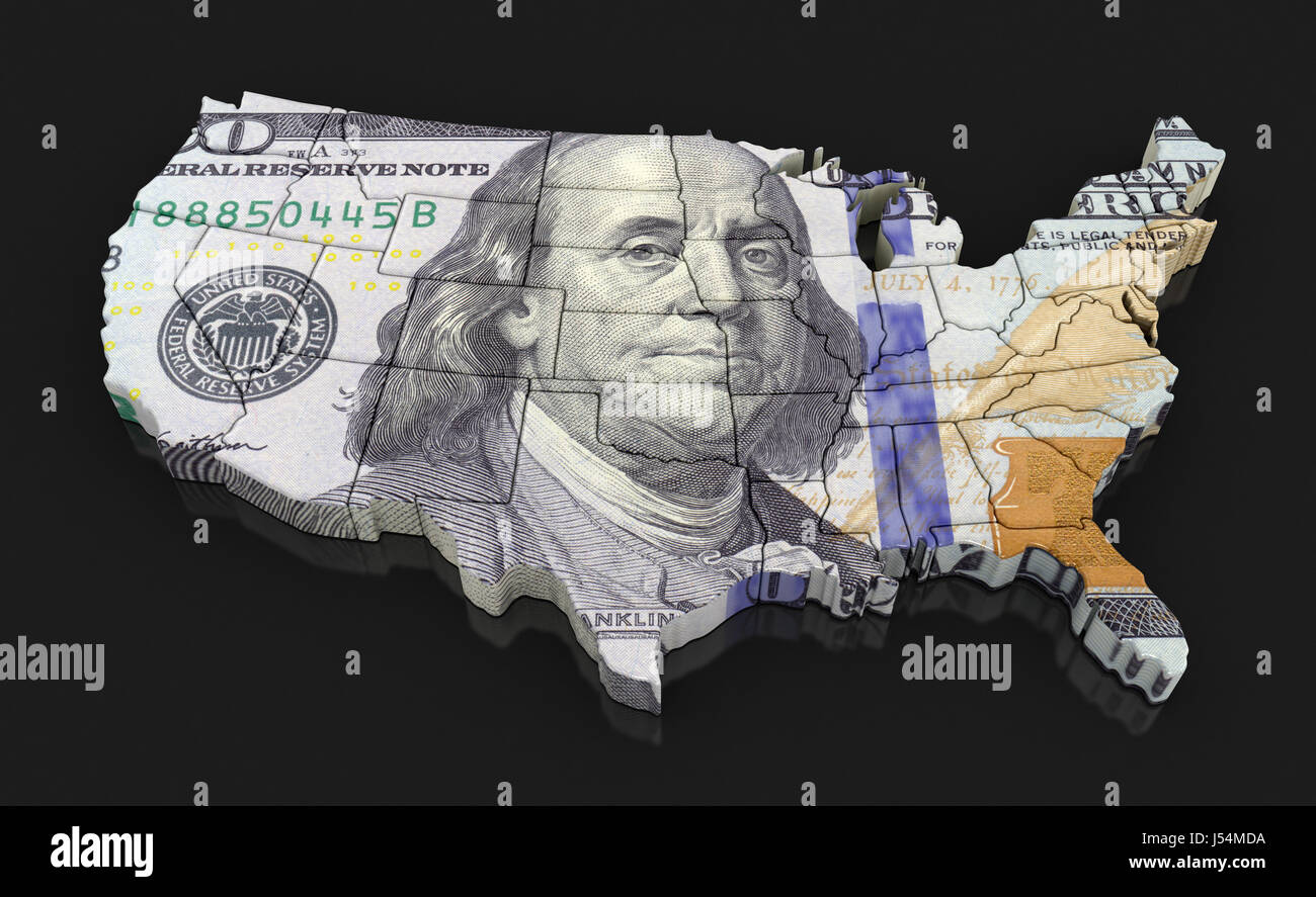 Map of USA with dollar. Image with clipping path Stock Photo - Alamy