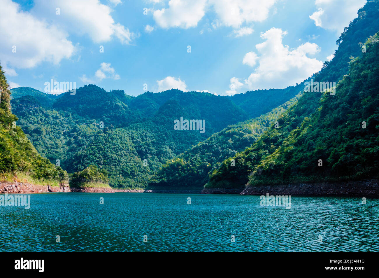 Beautiful reservoir scenery in summer Stock Photo - Alamy