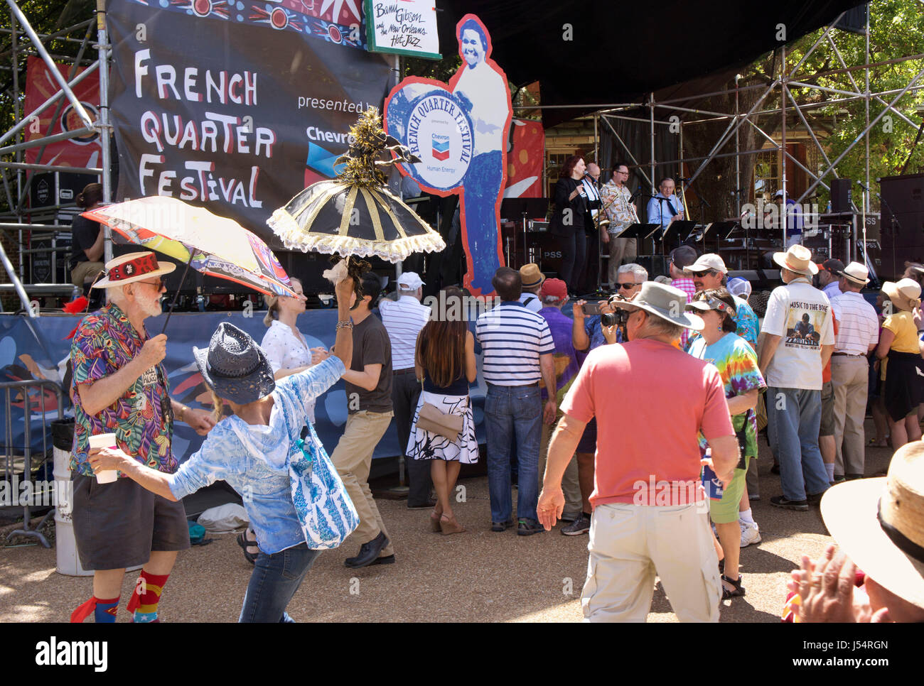Second-line dancing at the French Quarter Festival in New Orleans, LA ...