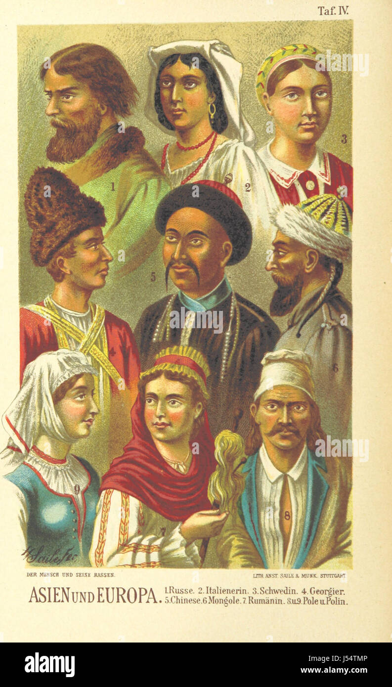 Der Mensch und seine Rassen. Mit ... Illustrationen Stock Photo - Alamy