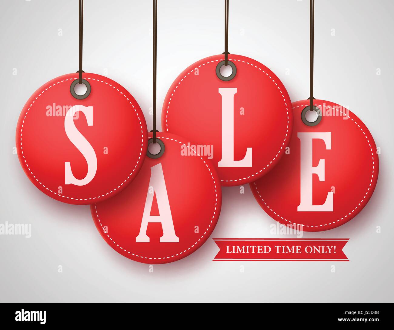 Vector red sale tag with realistic and attractive color hanging with ...