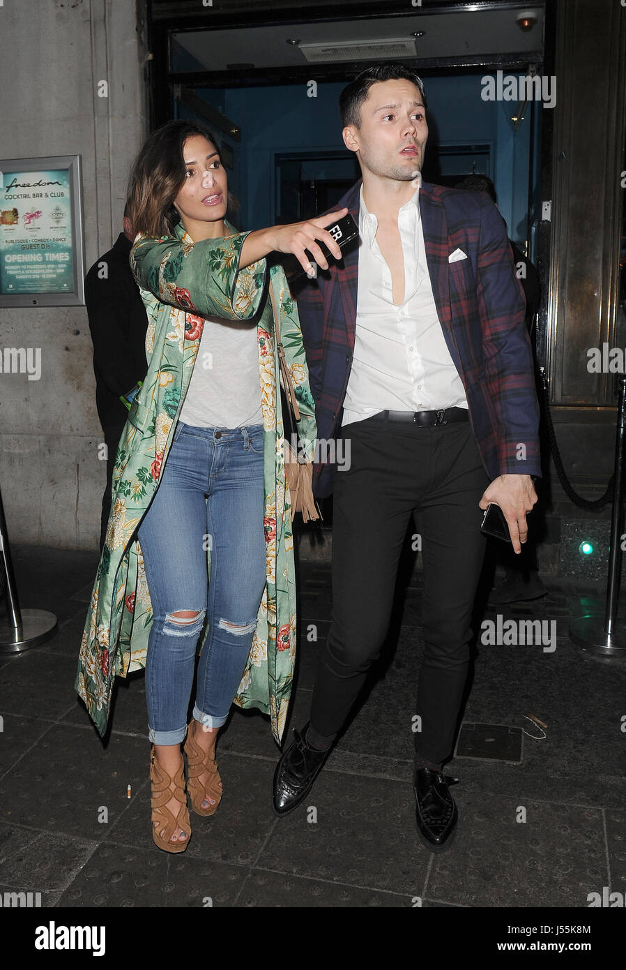 Frankie Bridge leaving a bar in Soho with two male companions Featuring ...