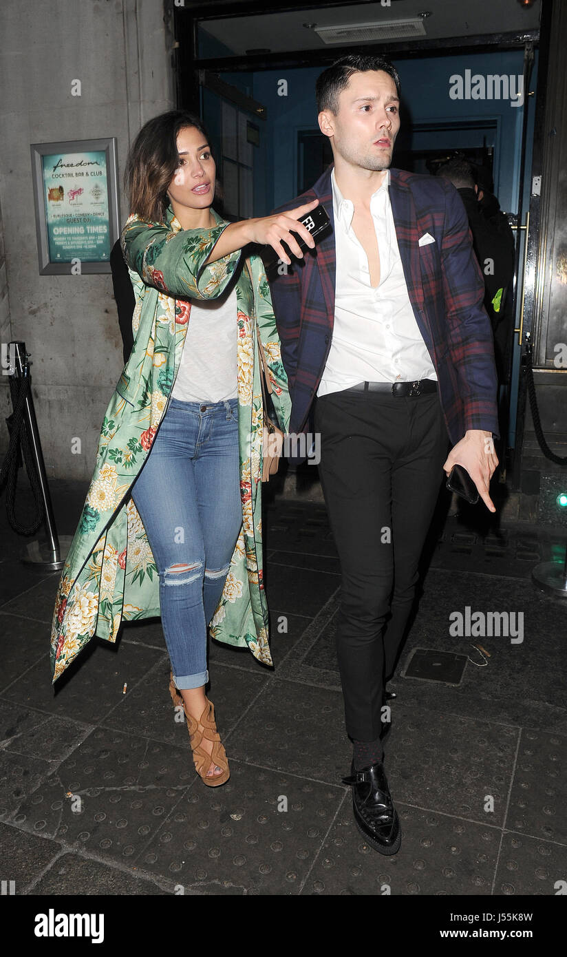 Frankie Bridge leaving a bar in Soho with two male companions Featuring ...