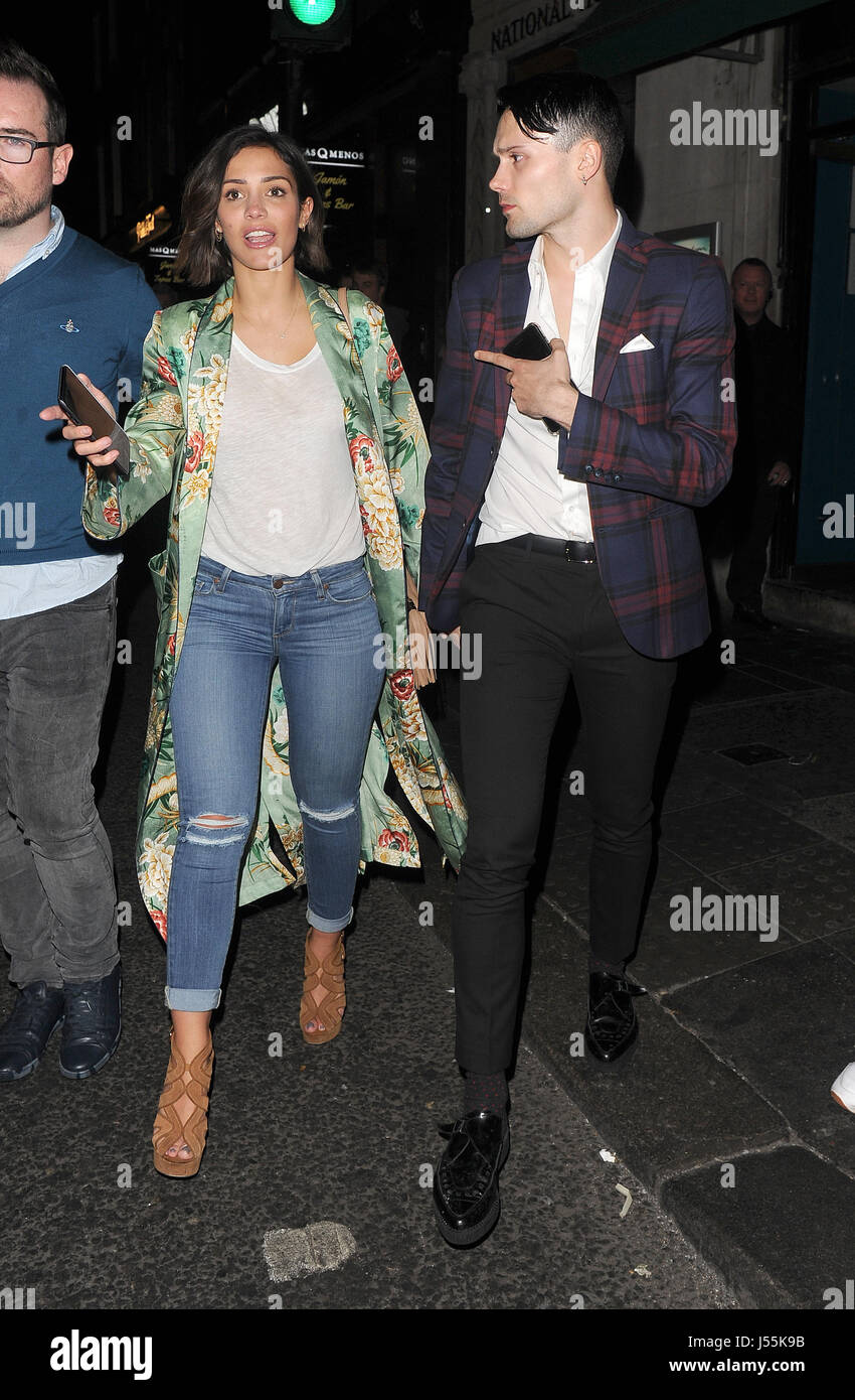 Frankie Bridge leaving a bar in Soho with two male companions Featuring ...