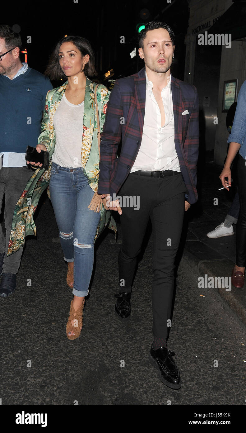 Frankie Bridge leaving a bar in Soho with two male companions Featuring ...