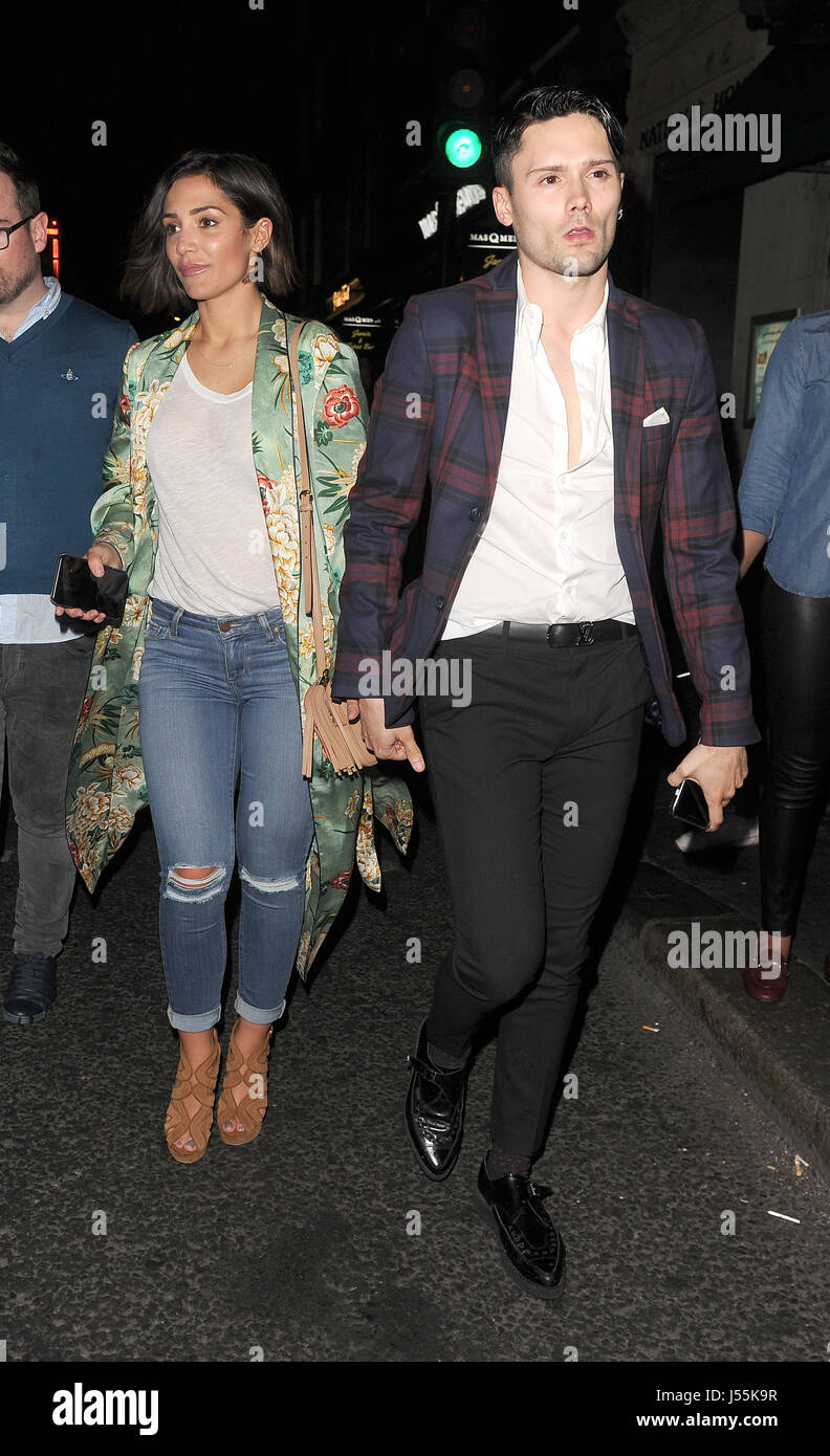 Frankie Bridge leaving a bar in Soho with two male companions Featuring ...