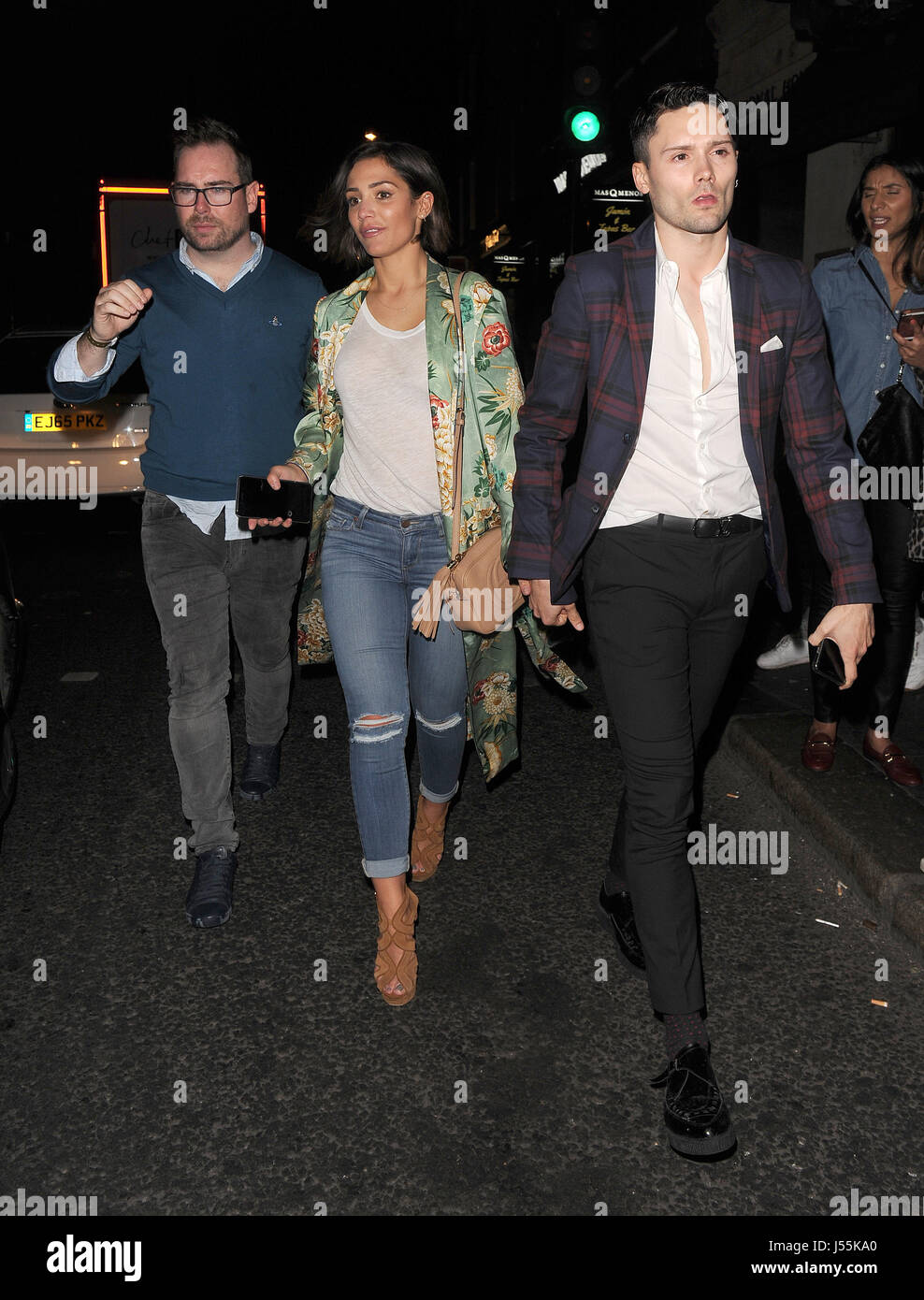 Frankie Bridge leaving a bar in Soho with two male companions Featuring ...