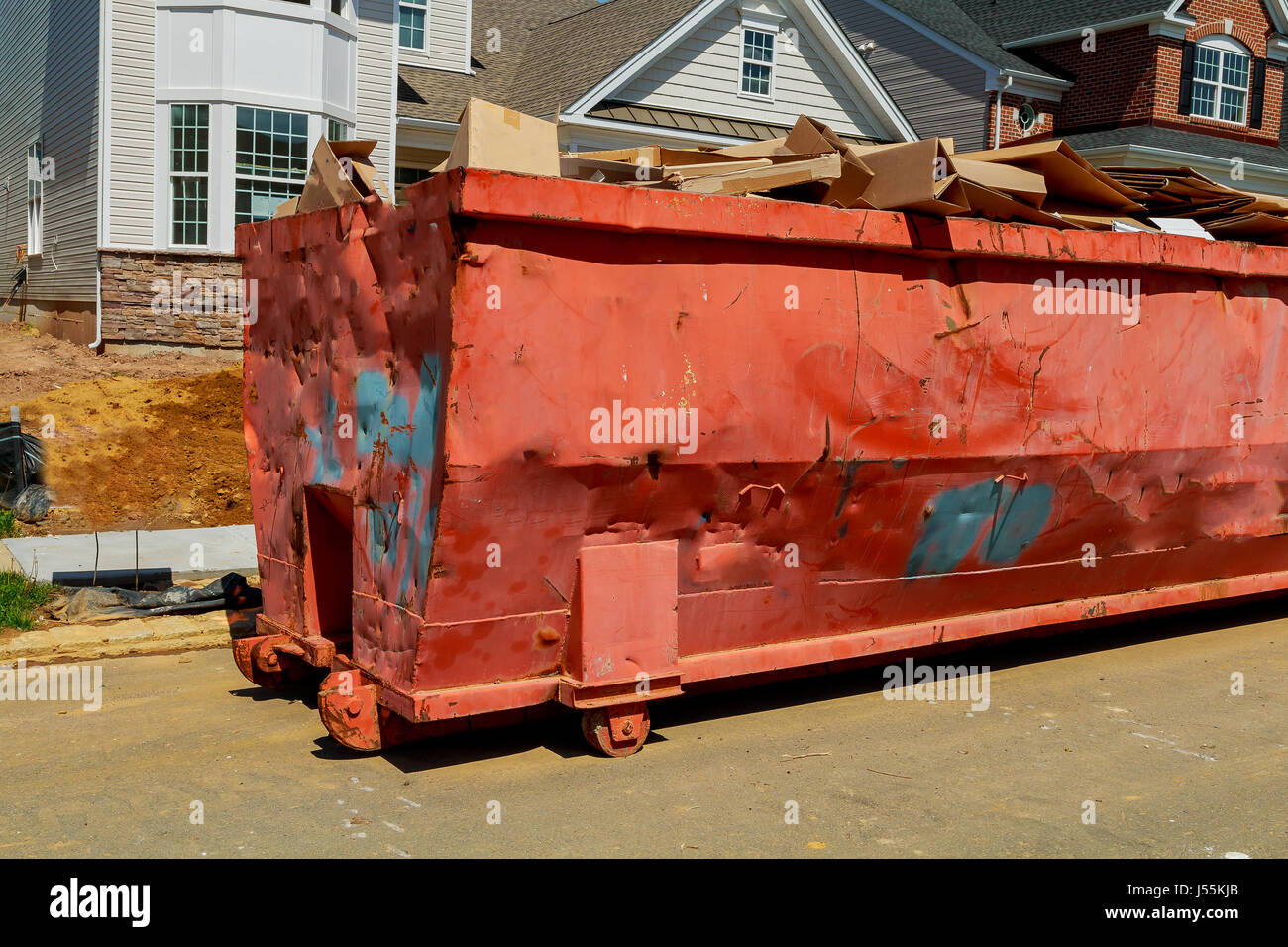 Dumpsters being full with garbage container Over flowing Stock Photo ...
