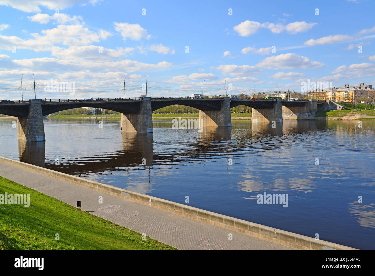 View of a New Volga Bridge in Tver, Russia Stock Photo - Alamy