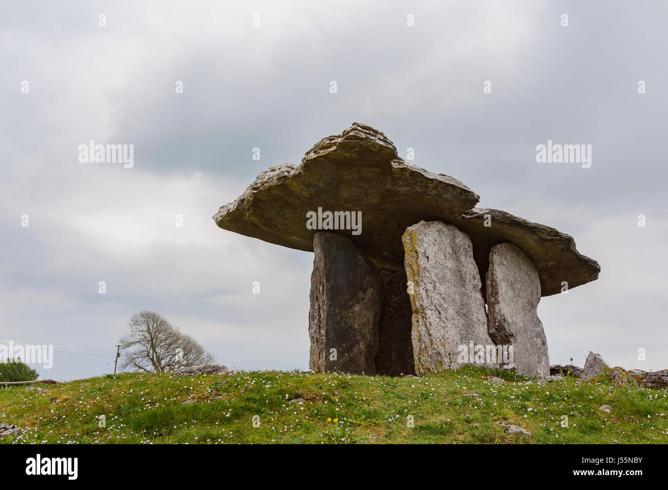 The famous and historical Poulnabrone Dolmen at Burren, County Clare ...