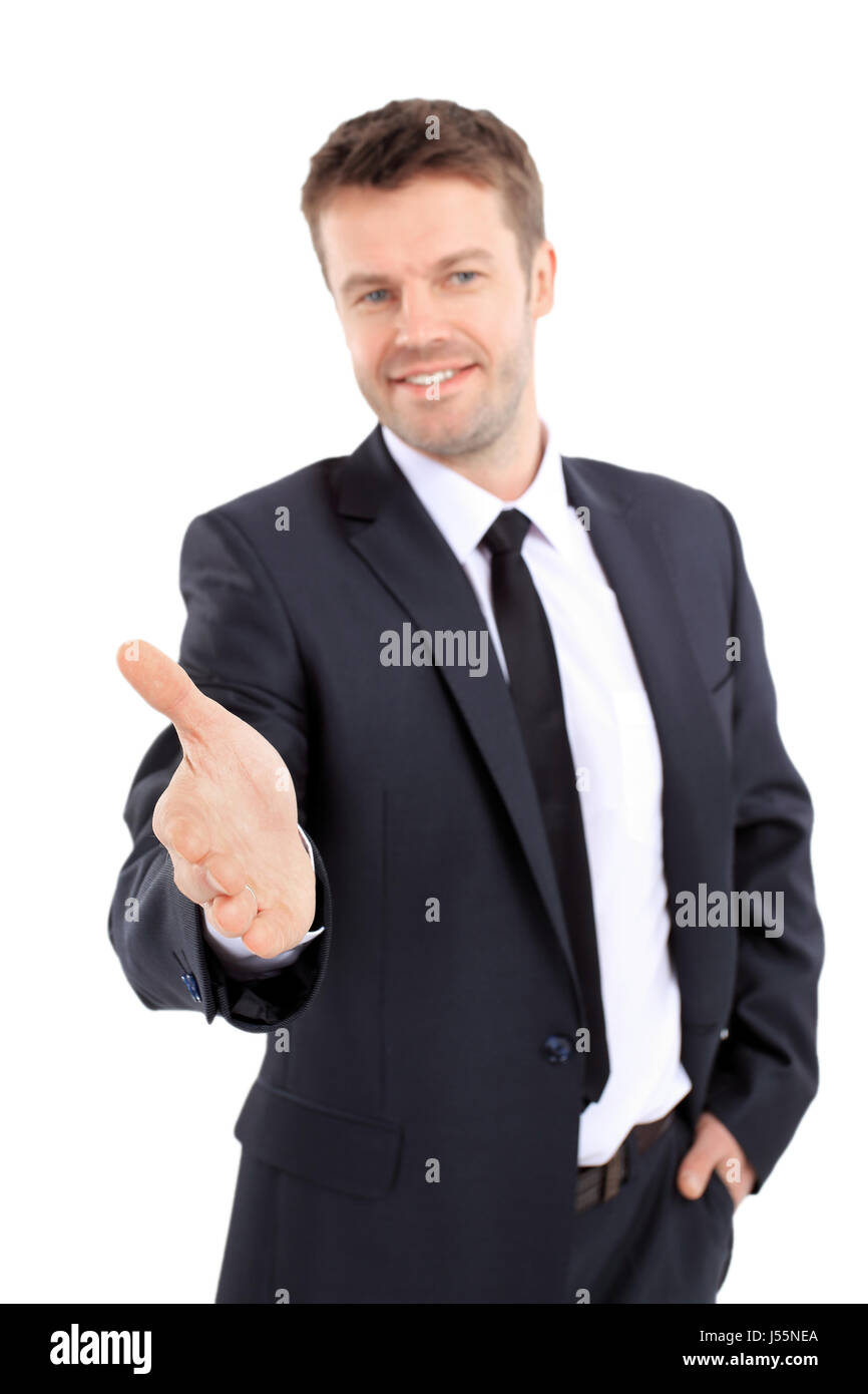 Portrait of a successful man giving a hand Stock Photo - Alamy