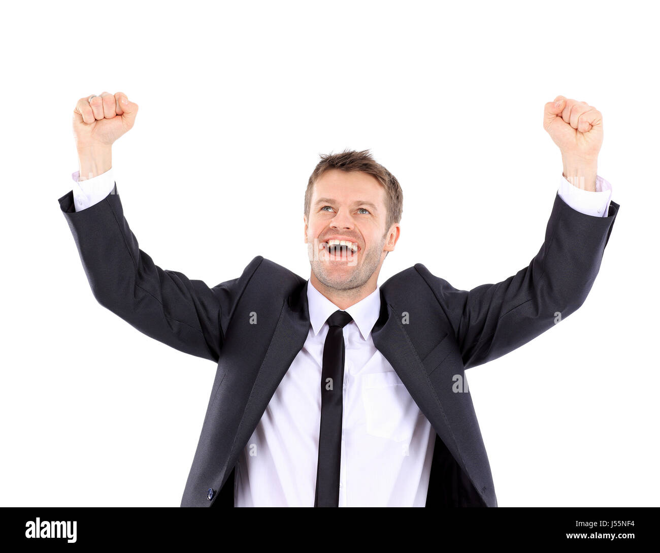 Lucky handsome man celebrating. Winner laughing man Stock Photo - Alamy