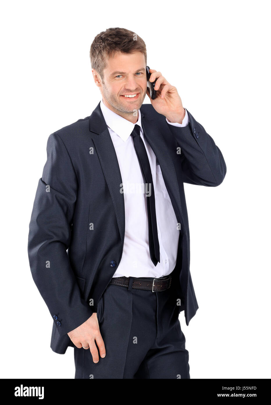 Handsome business man calling Stock Photo - Alamy