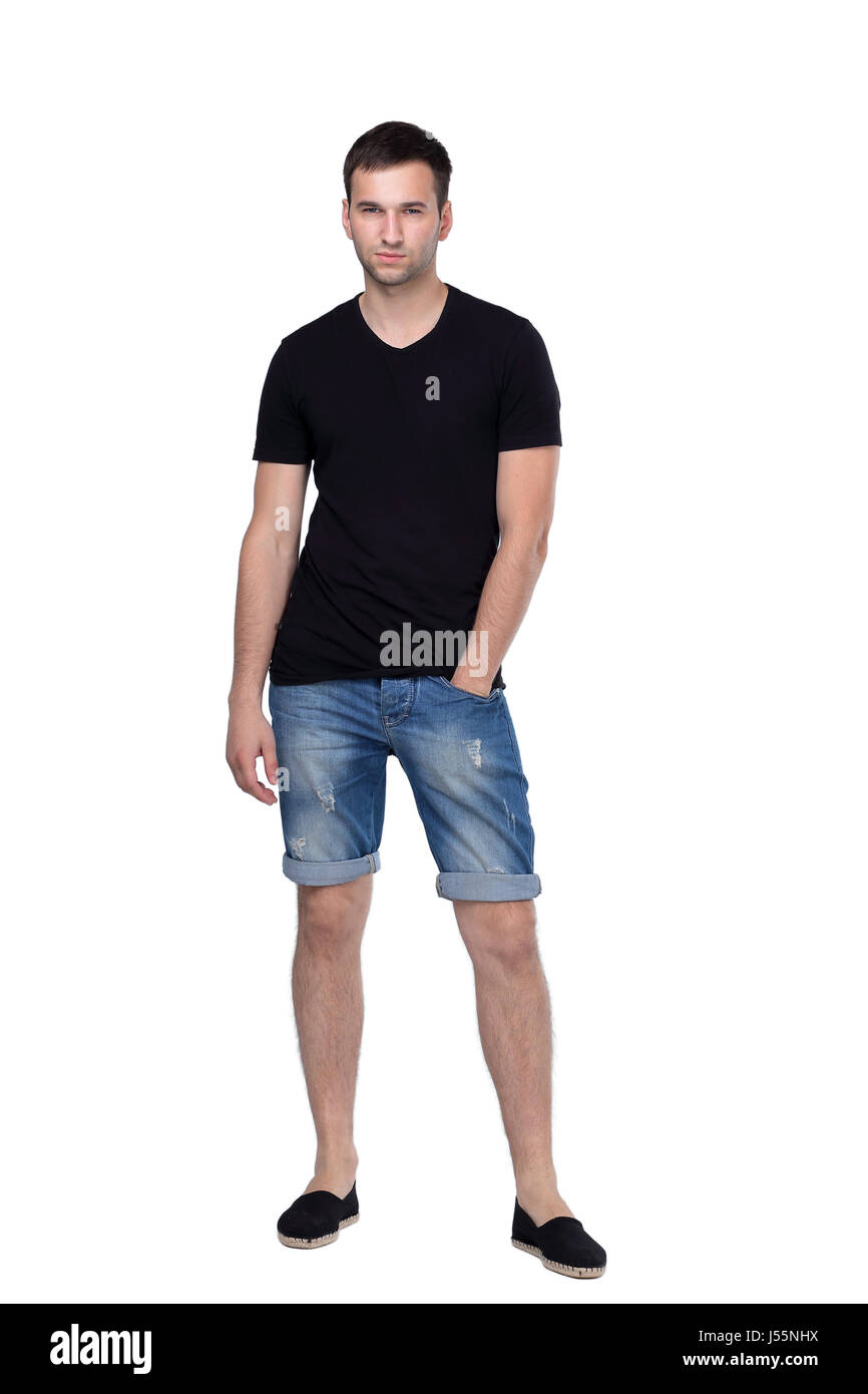 Smiling man standing isolated on white Stock Photo - Alamy