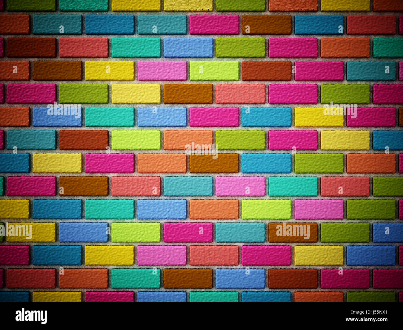 Multi colored bricks forming a wall. 3D illustration Stock Photo - Alamy
