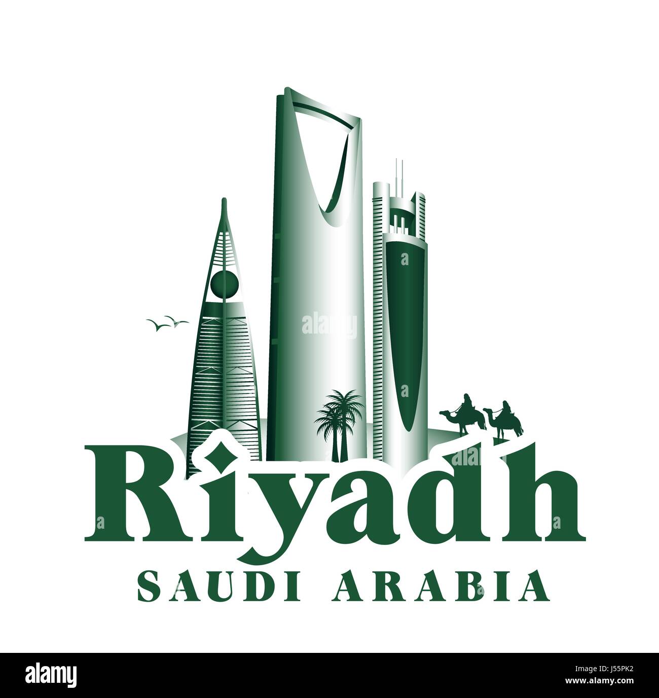 City of Riyadh Saudi Arabia Famous Buildings Vector Design. Editable ...