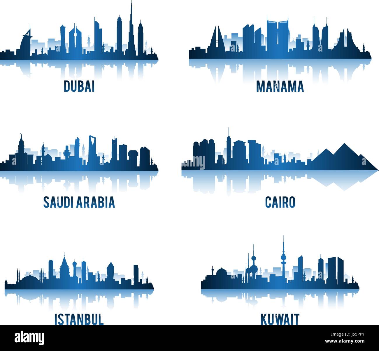 Vector Set of Cities in Middle East Famous Buildings. Editable Vector ...