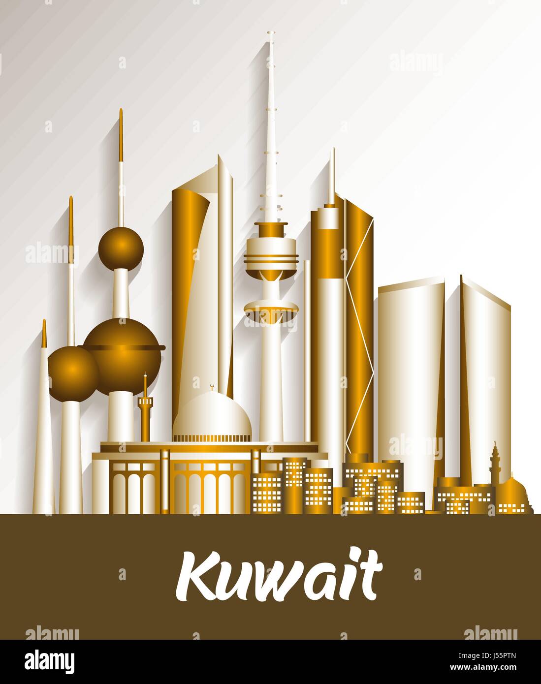 City of Kuwait Famous Buildings Vector Design. Editable Vector ...