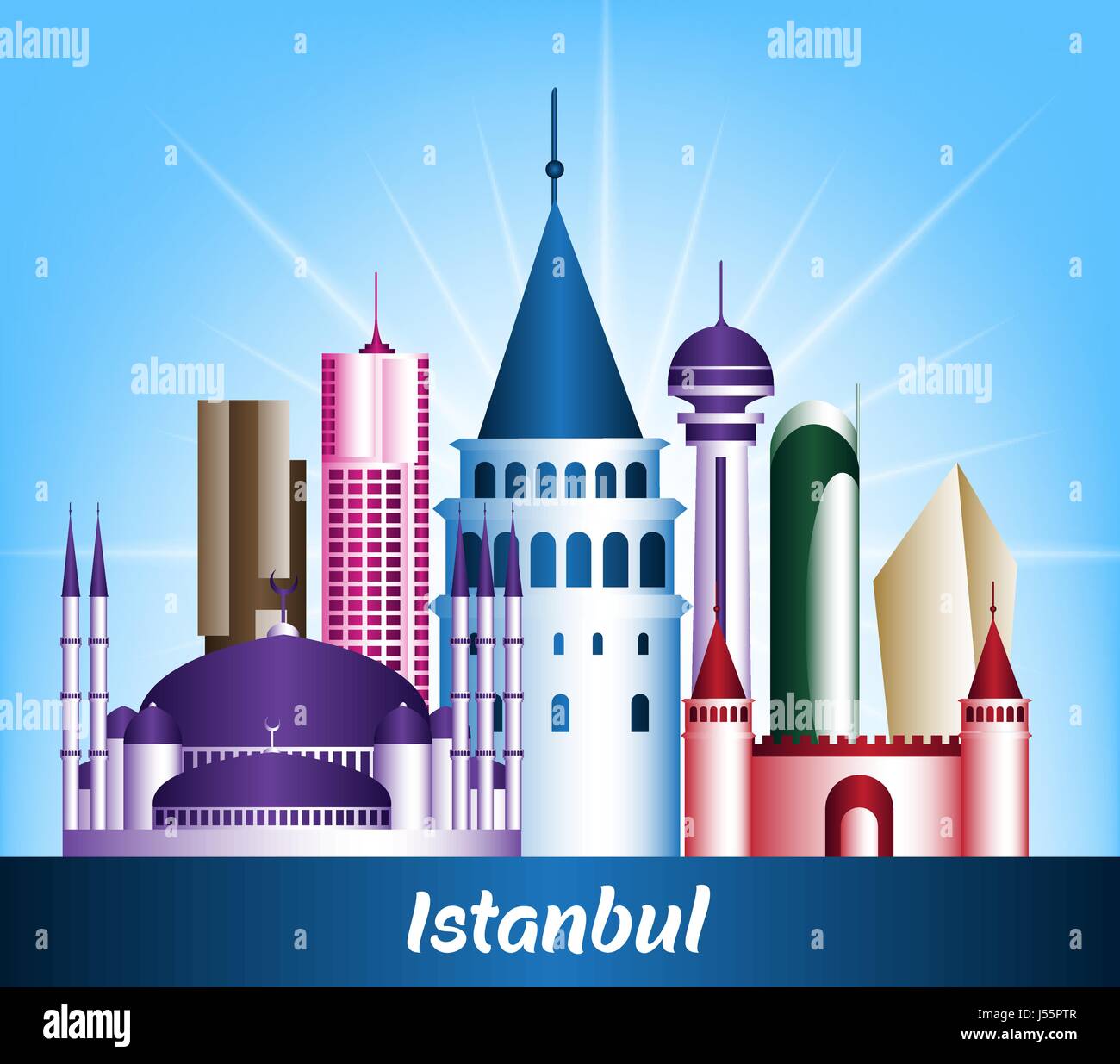 City of Istanbul Turkey Famous Buildings Vector Design. Editable Vector ...