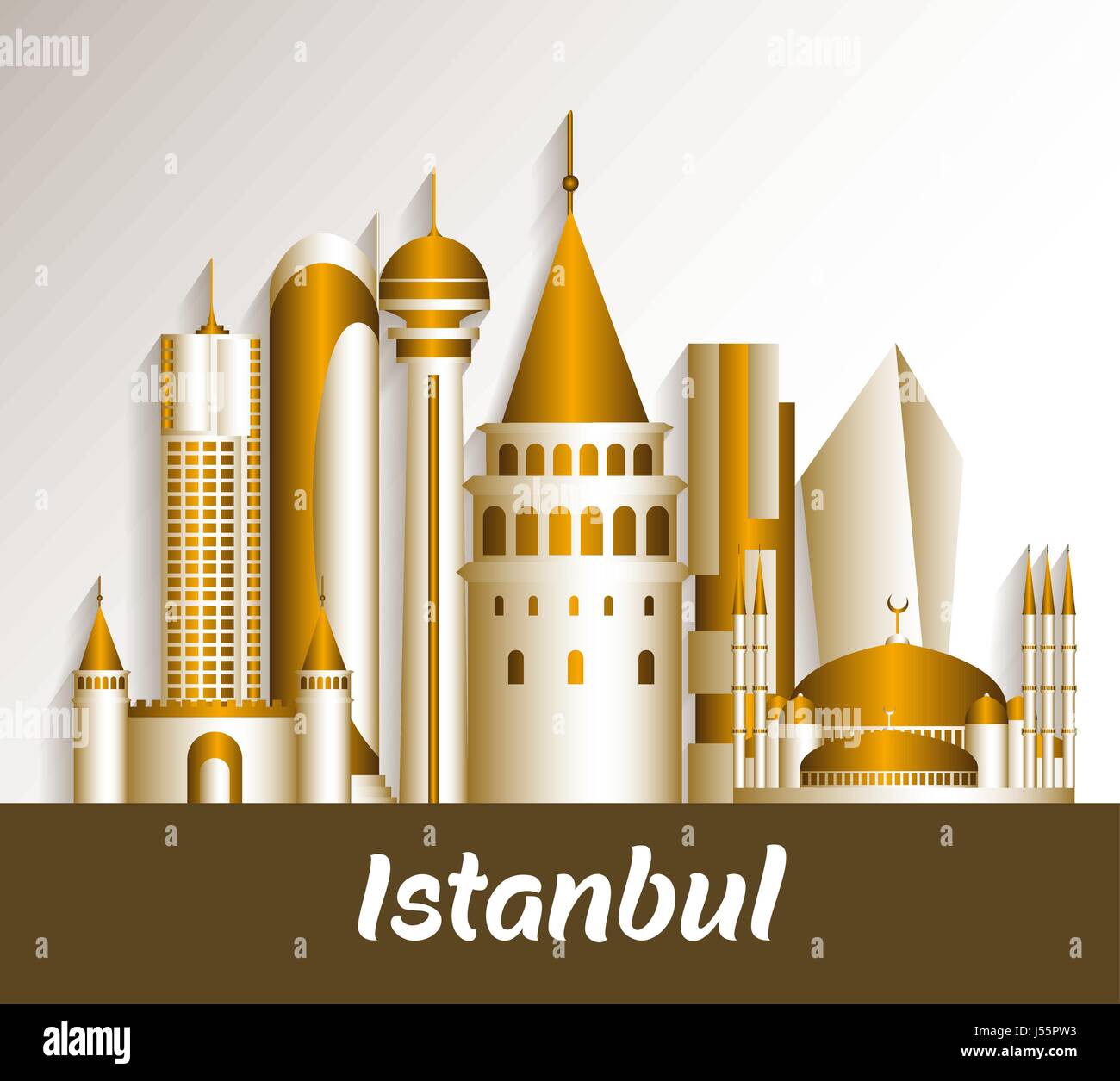 City of Istanbul Turkey Famous Buildings Vector Design. Editable Vector ...