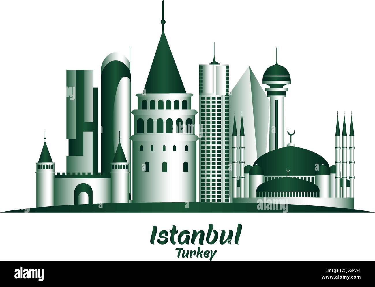 City of Istanbul Turkey Famous Buildings Vector Design. Editable Vector ...