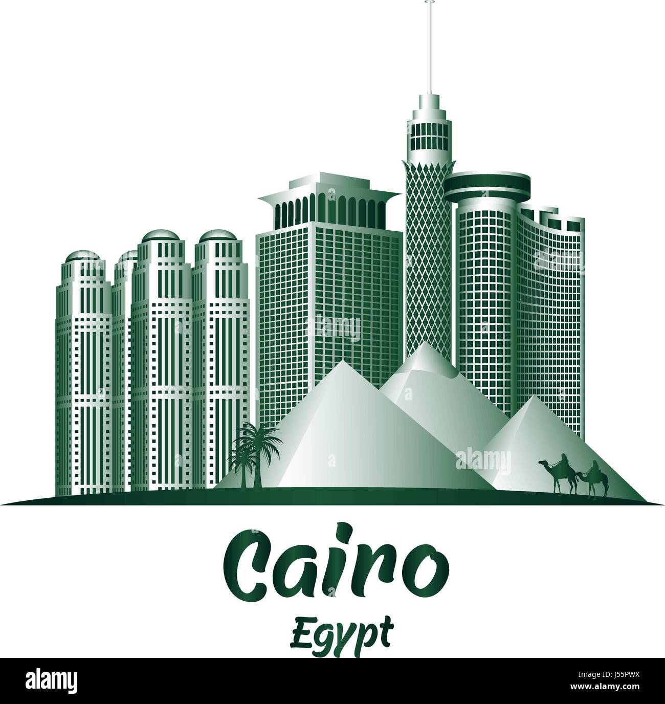 City of Cairo Egypt Famous Buildings. Editable Vector Illustration ...