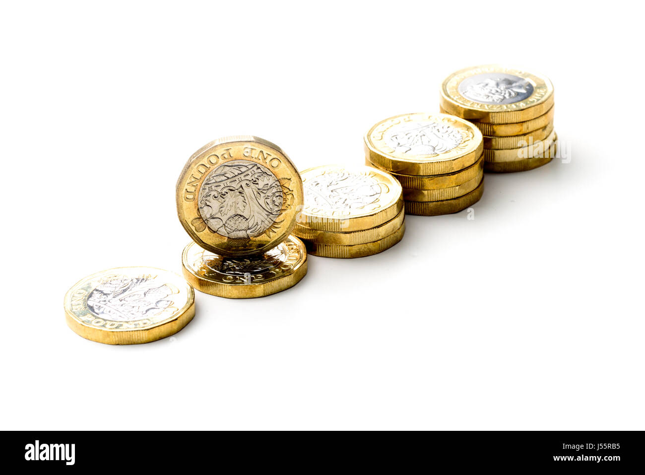 New British One Pound Sterling Coin Chart Rate Stock Photo - Alamy