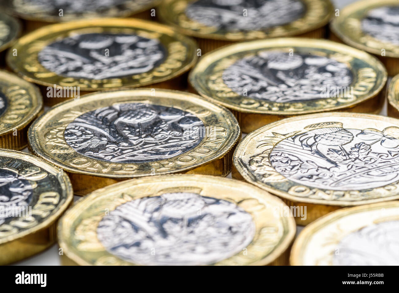 New British One Pound Sterling Coin Chart Rate Stock Photo - Alamy