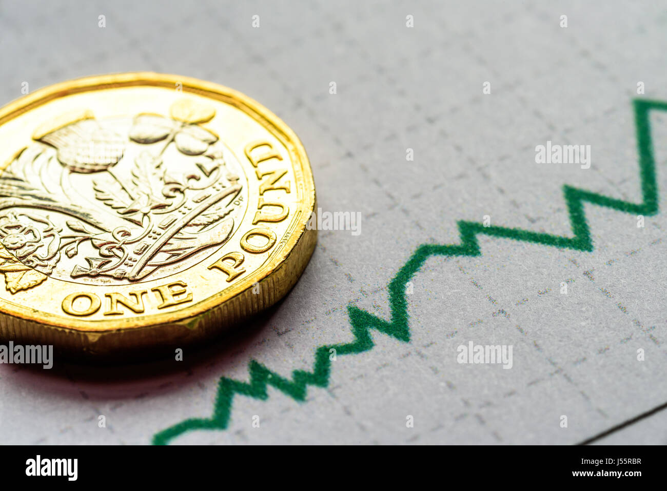 New British One Pound Sterling Coin Chart Rate Stock Photo - Alamy