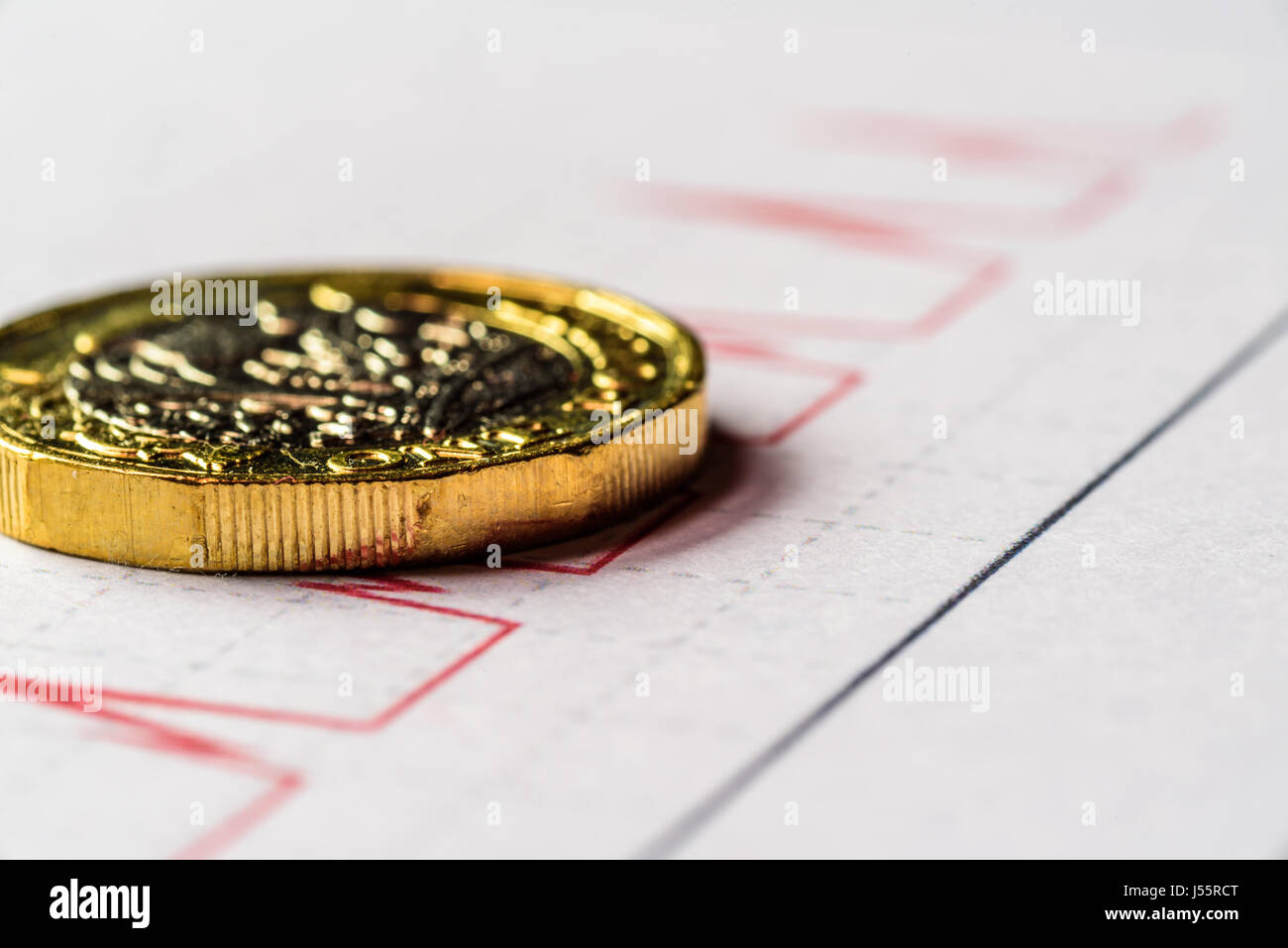 New British One Pound Sterling Coin Chart Rate Stock Photo - Alamy