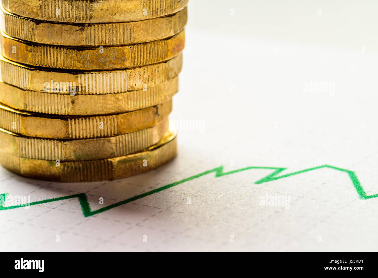 New British One Pound Sterling Coin Chart Rate Stock Photo - Alamy