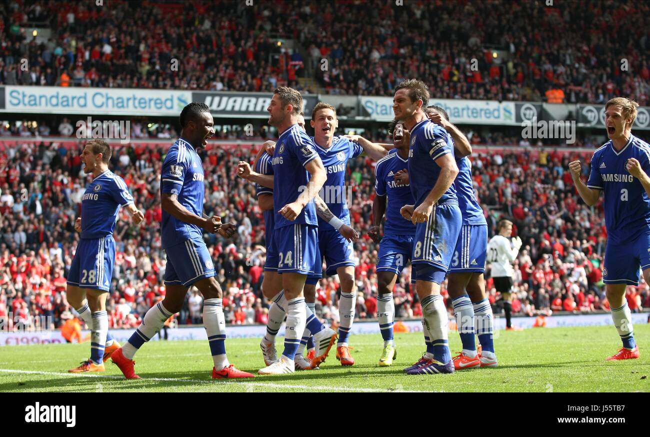 CHELSEA PLAYERS CELEBRATE WIN LIVERPOOL V CHELSEA ANFIELD LIVERPOOL ...