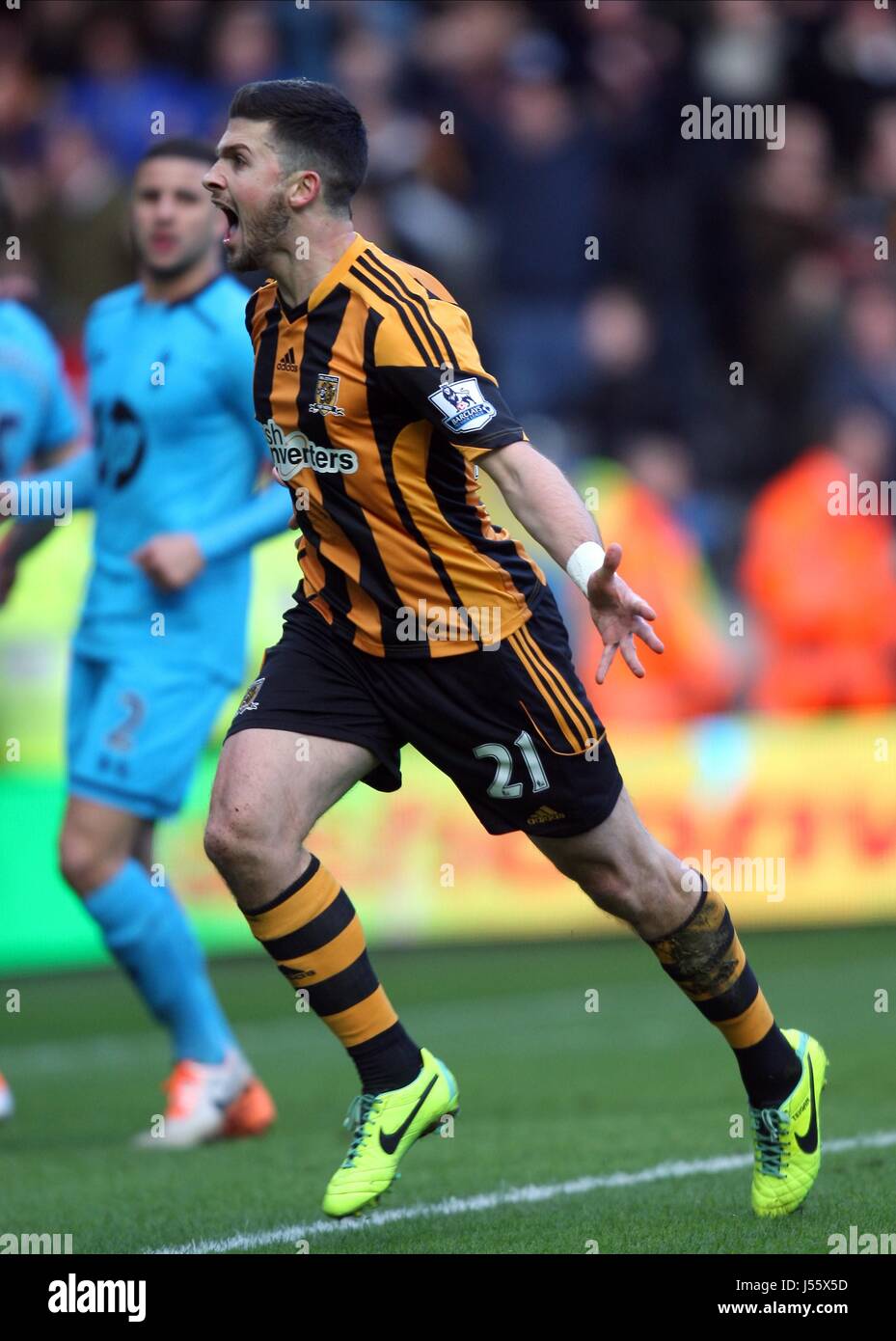 SHANE LONG CELEBRATES HULL CITY V TOTTENHAM HOTSPUR KC STADIUM HULL ...