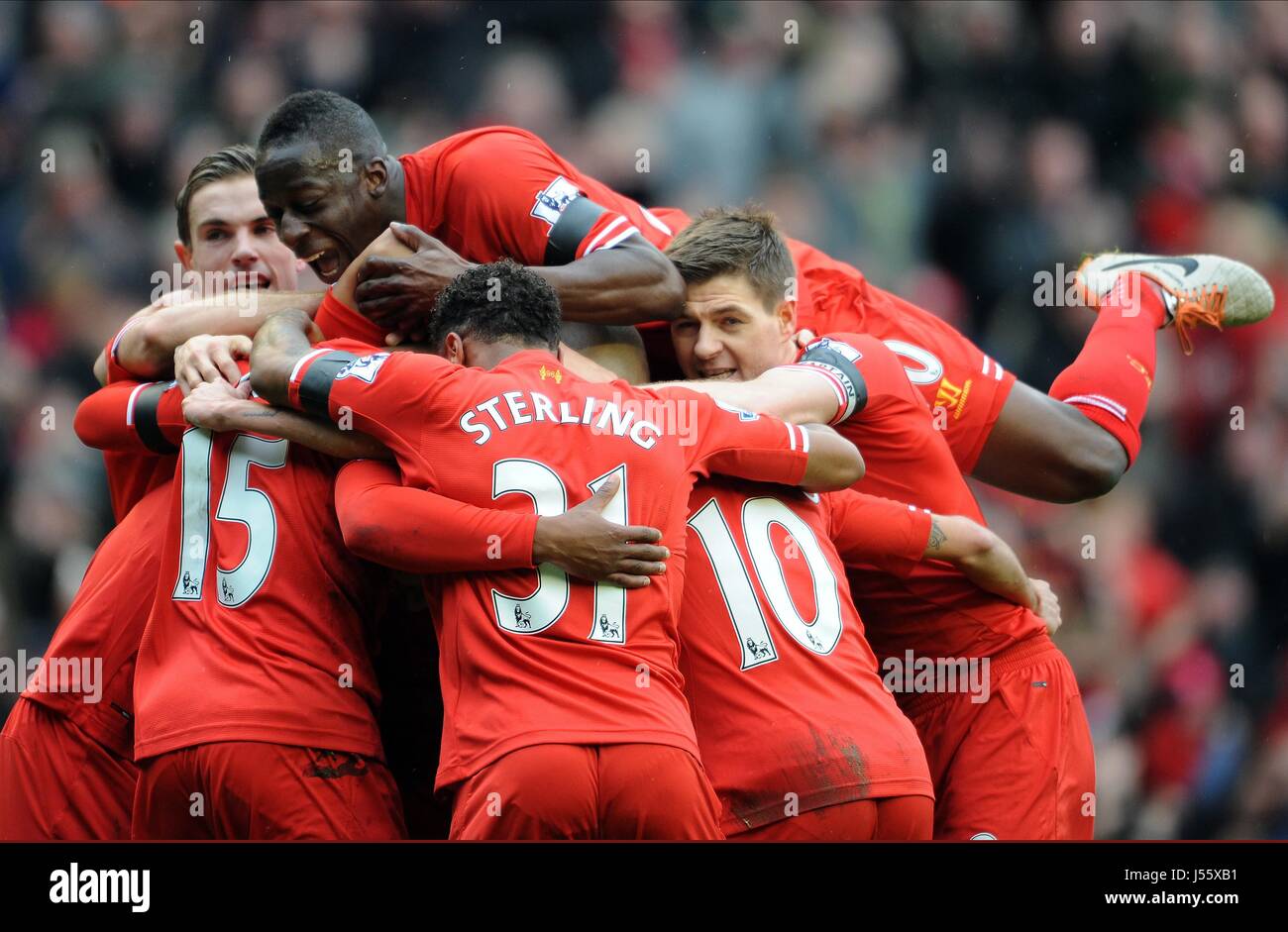 Liverpool players celebrate anfield hi-res stock photography and images ...