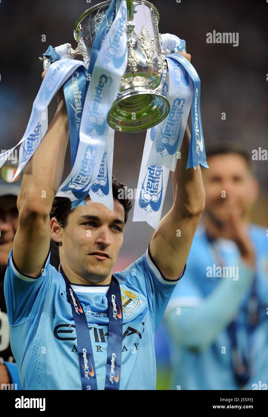 JESUS NAVAS WITH TROPHY MANCHESTER CITY FC MANCHESTER CITY FC WEMBLEY ...