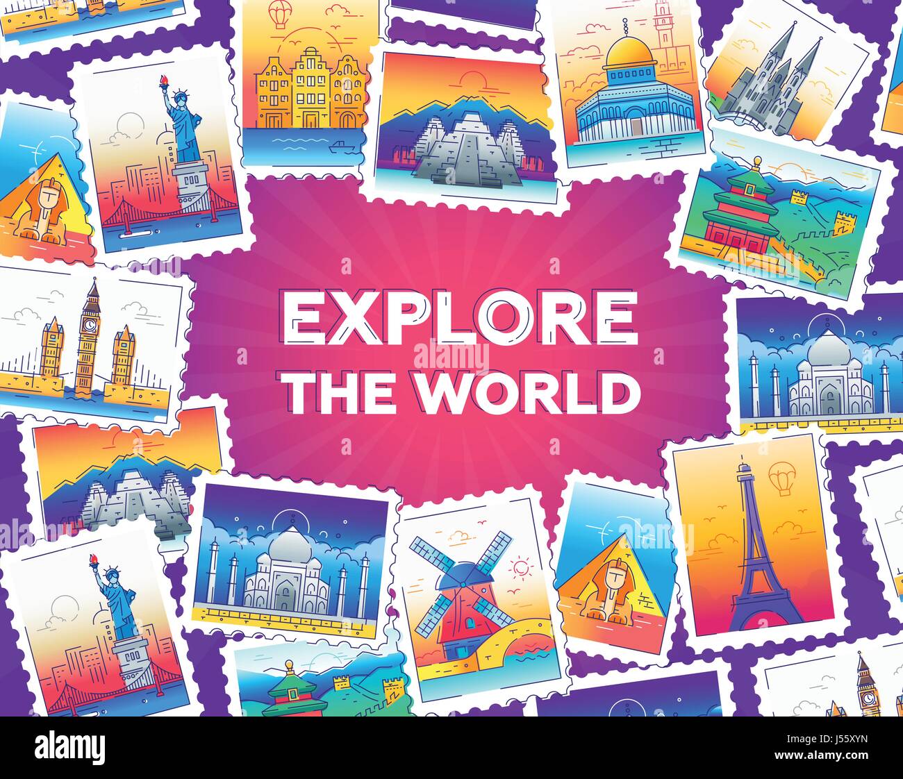 Explore the world - vector line travel illustration Stock Vector Image ...