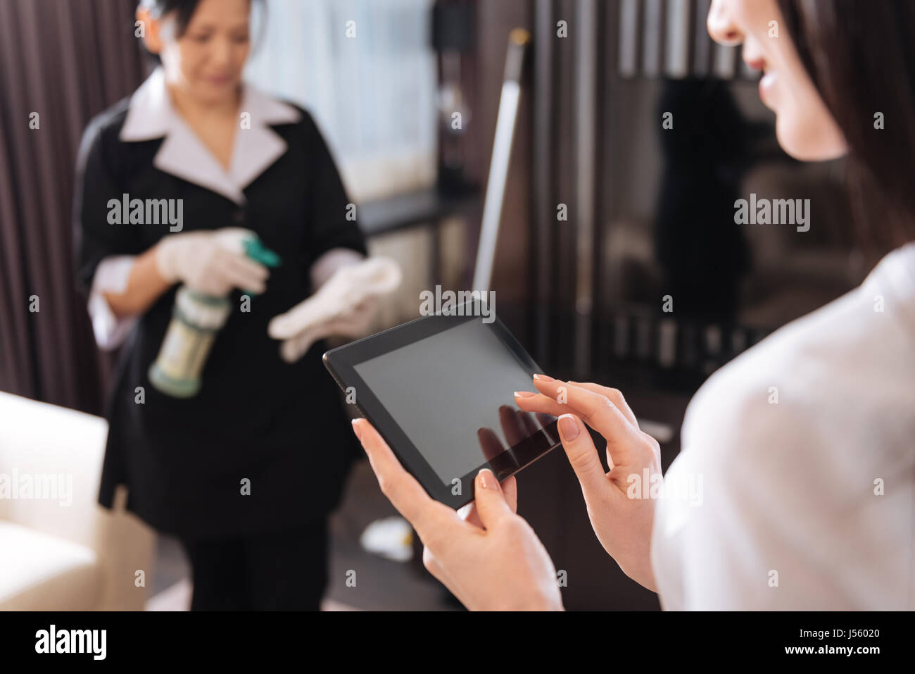 Close up of a modern tablet being in use Stock Photo - Alamy
