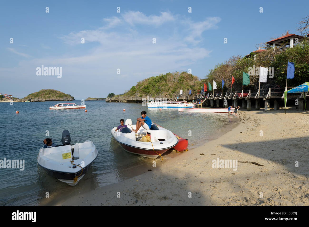 Quezon Island, Philippines - April 11, 2017: Motor boats waiting for ...