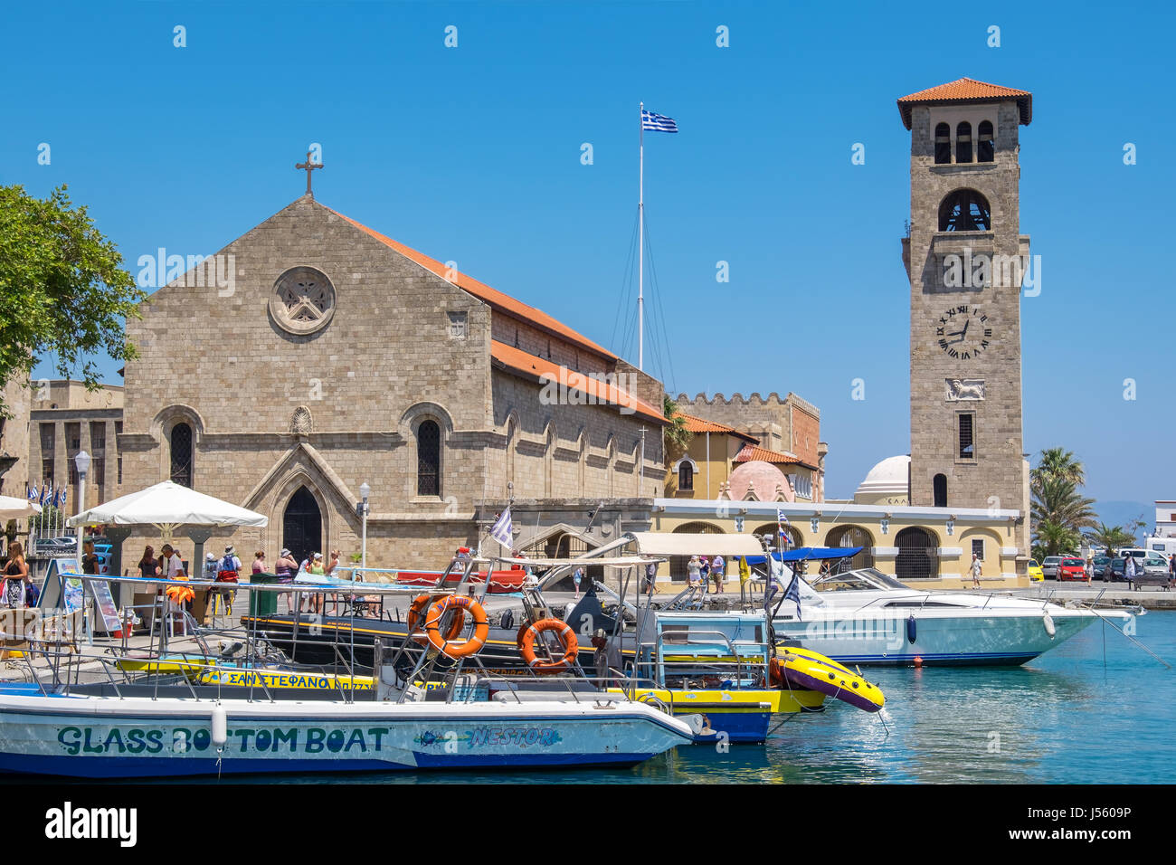 Mandraki harbour in rhodes town hi-res stock photography and images - Alamy