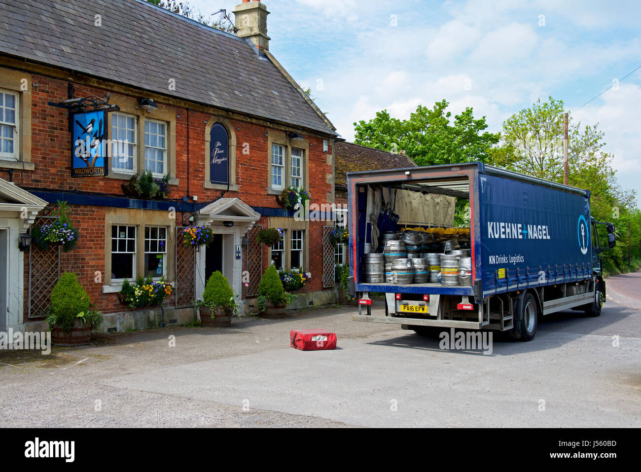 Beer delivery at the Three Magpies pub, Sells Green, Wiltshire, England ...