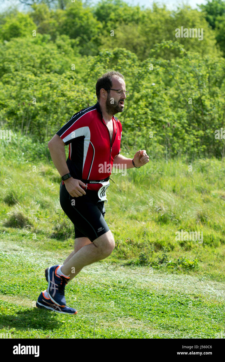 Man running in the Stratford Triathlon, Stratford-upon-Avon, UK Stock ...