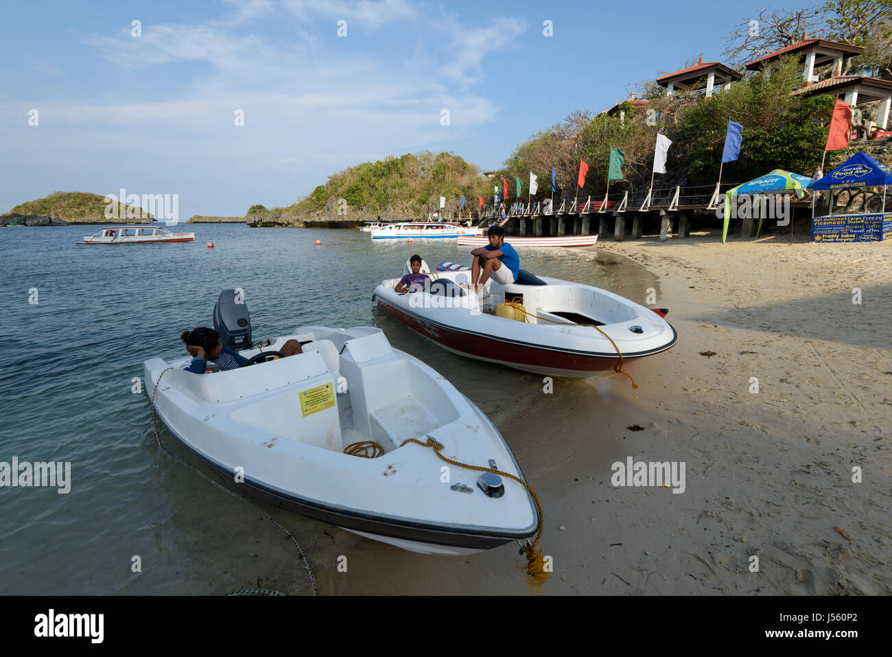 Quezon Island, Philippines - April 11, 2017: Motor boats waiting for ...